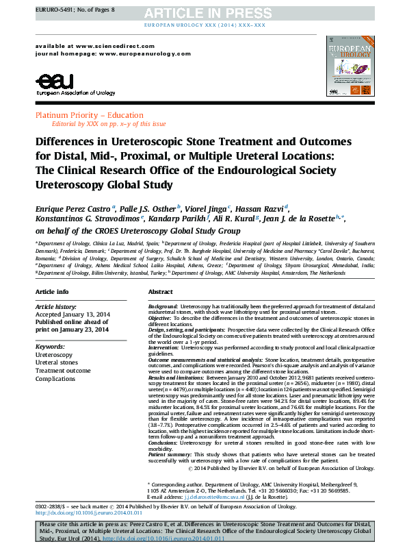 (PDF) Differences in Ureteroscopic Stone Treatment and Outcomes for ...