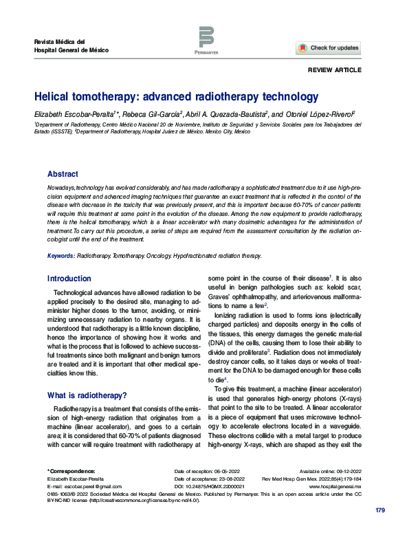(PDF) Helical tomotherapy: advanced radiotherapy technology