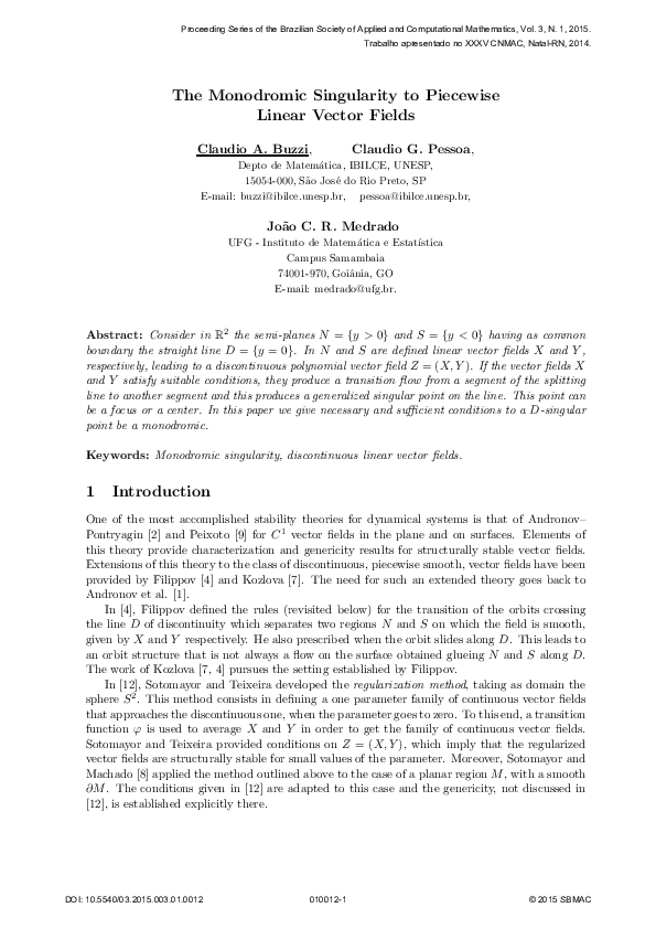 (PDF) The monodromic singularity to piecewise linear vector fields