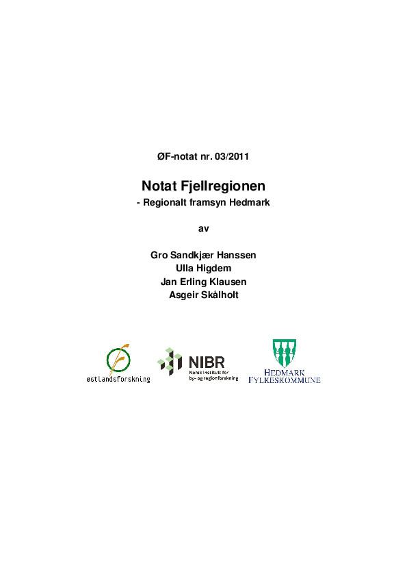 (PDF) Notat Fjellregionen – Regionalt framsyn Hedmark
