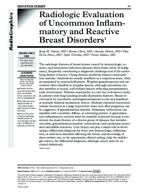 (PDF) Identifying Uncommon Inflammatory Breast Disorders
