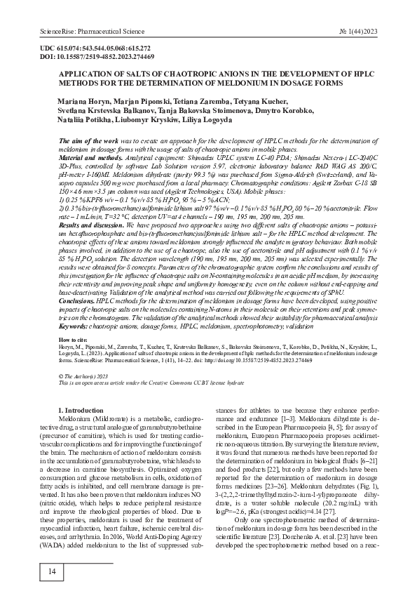 (PDF) Application of salts of chaotropic anions in the development of ...