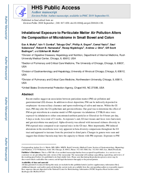(PDF) Inhalational exposure to particulate matter air pollution alters ...