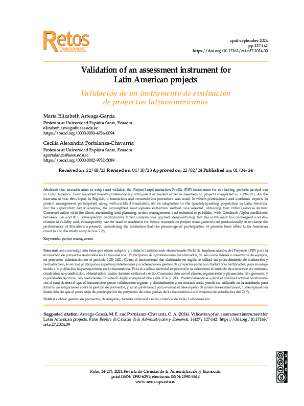 (PDF) Validation of an assessment instrument for Latin American projects