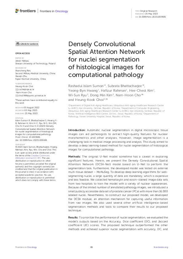 (PDF) Densely Convolutional Spatial Attention Network for nuclei ...