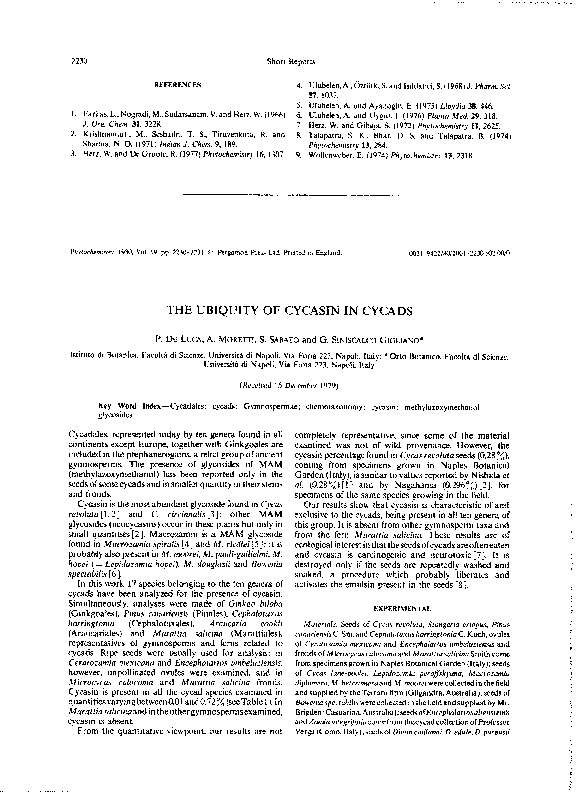 (PDF) The ubiquity of cycasin in cycads
