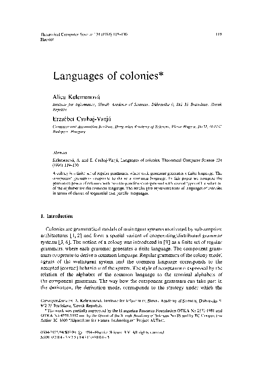 (PDF) Languages of colonies