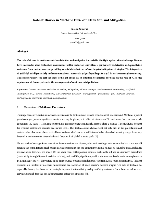 (PDF) Role of Drones in Methane Emission Detection and Mitigation
