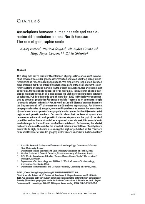 (PDF) Genetic and Craniometric Variation in Eurasia