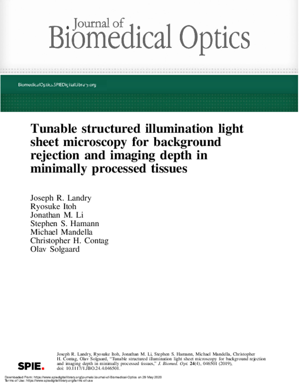 Pdf Tunable Structured Illumination Light Sheet Microscopy For Background Rejection And