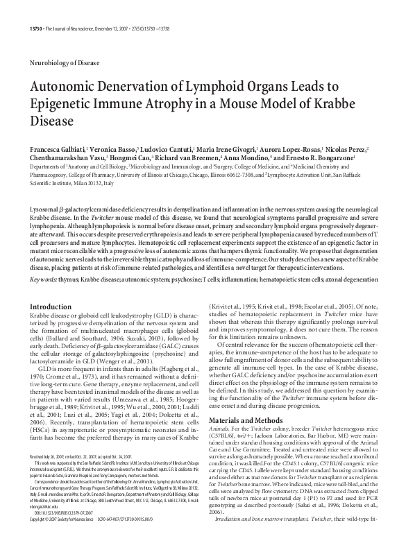 (PDF) Autonomic Denervation of Lymphoid Organs Leads to Epigenetic ...