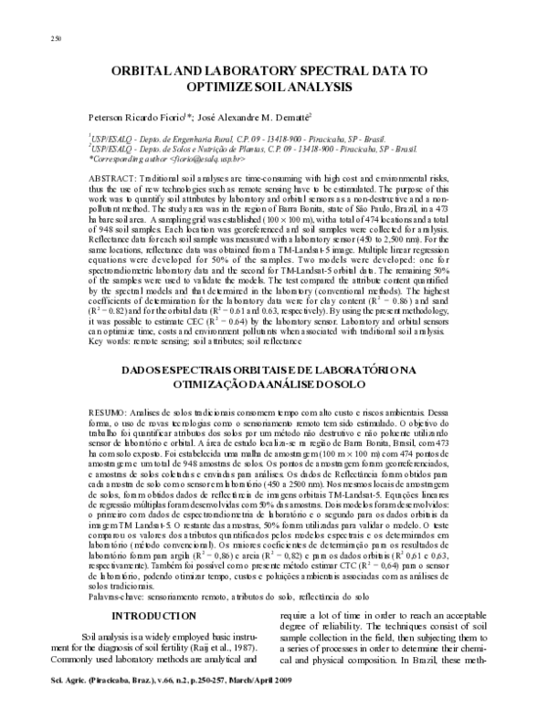 (PDF) Orbital and laboratory spectral data to optimize soil analysis