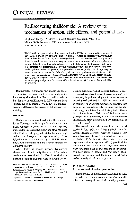 (PDF) Rediscovering thalidomide: A review of its mechanism of action ...