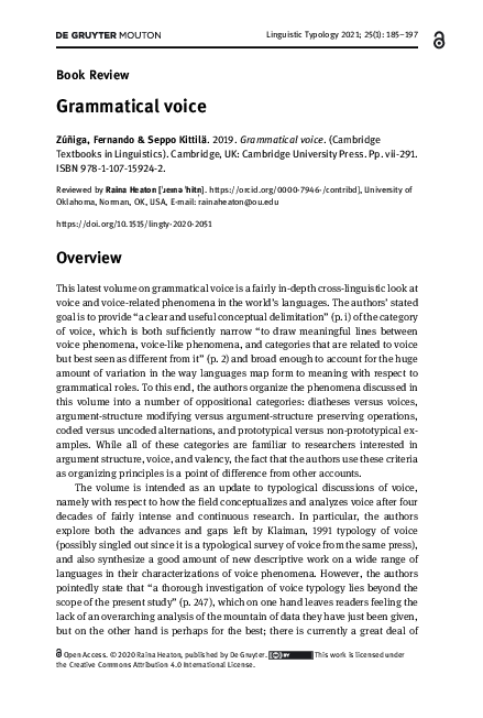 (PDF) Grammatical voice