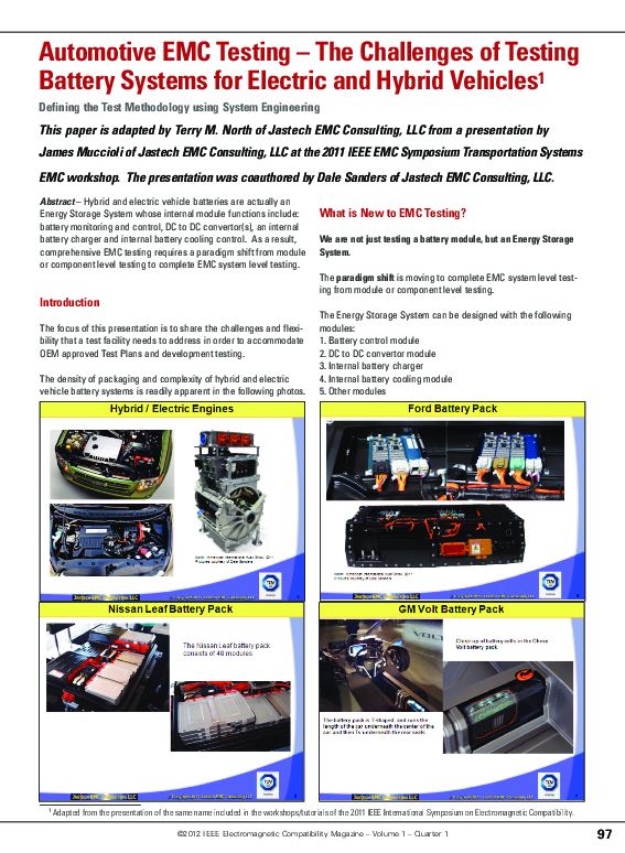 (PDF) Automotive EMC testing — The challenges of testing battery ...