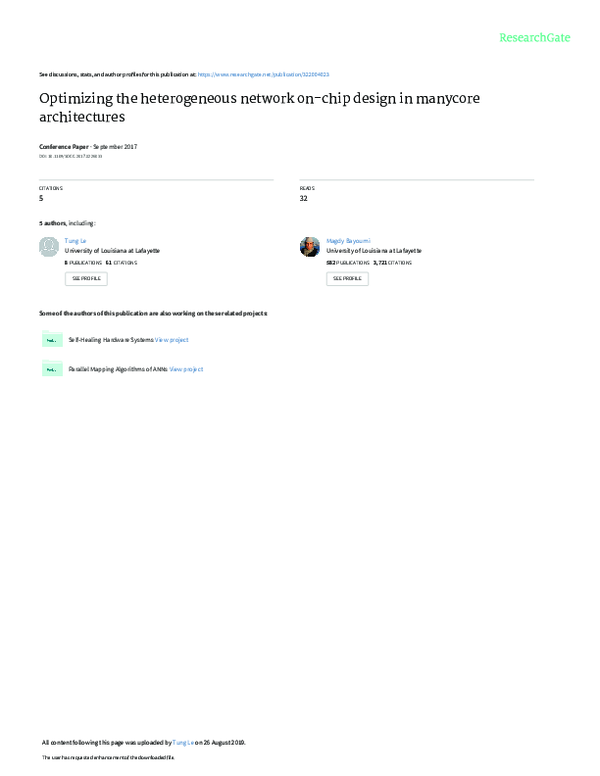 (PDF) Optimizing the heterogeneous network on-chip design in manycore architectures