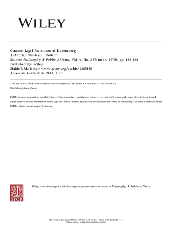 (PDF) Classical Legal Positivism at Nuremberg