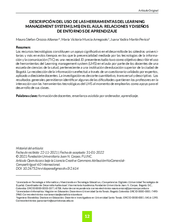 (PDF) DESCRIPCIÓN DEL USO DE LAS HERRAMIENTAS DEL LEARNING MANAGEMENT SYSTEM (LMS) EN EL AULA ...