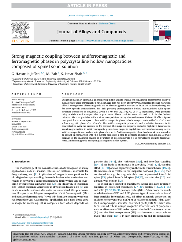 (PDF) Strong magnetic coupling between antiferromagnetic and ...