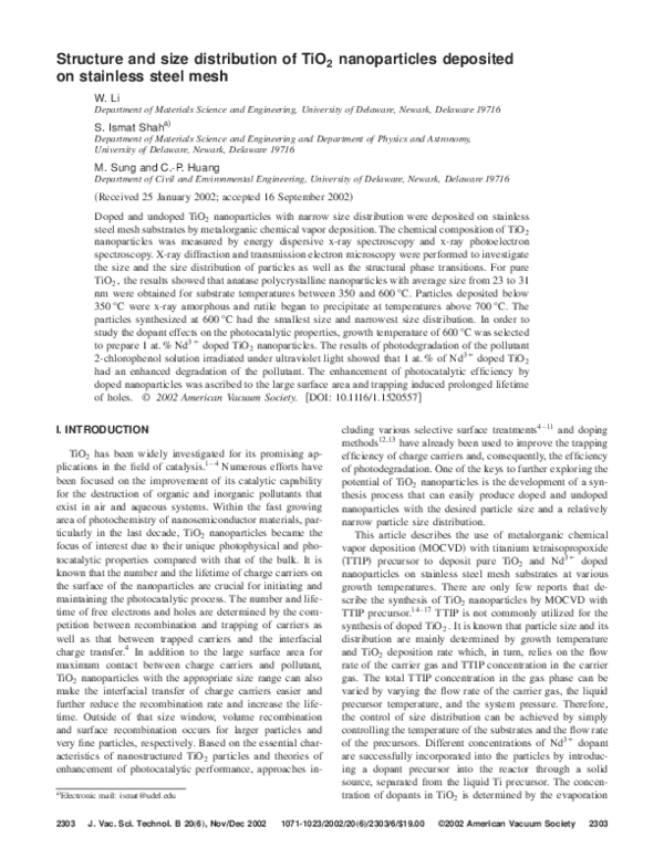 (PDF) Structure and size distribution of TiO2 nanoparticles deposited ...