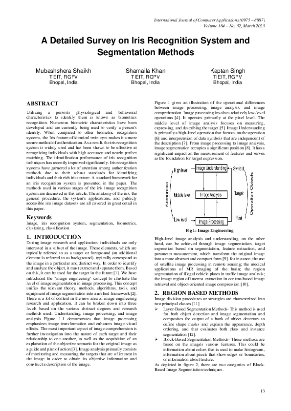 (PDF) A Detailed Survey on Iris Recognition System and Segmentation Methods