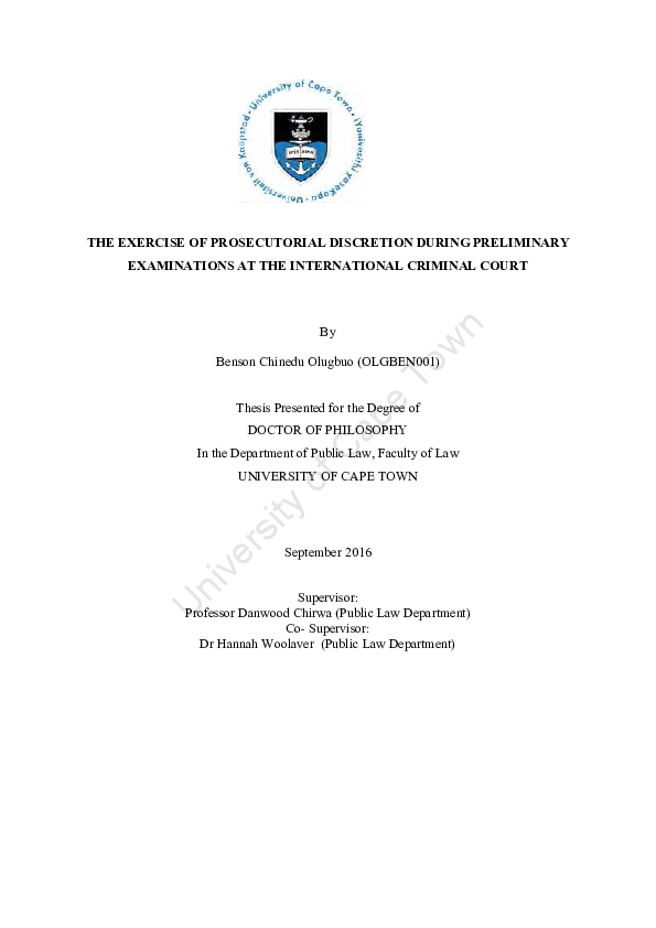 (PDF) The exercise of prosecutorial discretion during preliminary ...