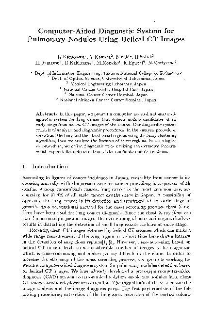 Pdf Computer Aided Diagnostic System For Pulmonary Nodules Using Helical Ct Images Noboru
