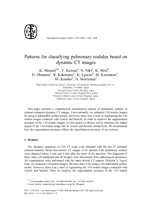 (PDF) Patterns for classifying pulmonary nodules based on dynamic CT images