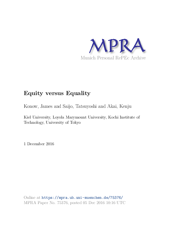 (PDF) Equity versus Equality