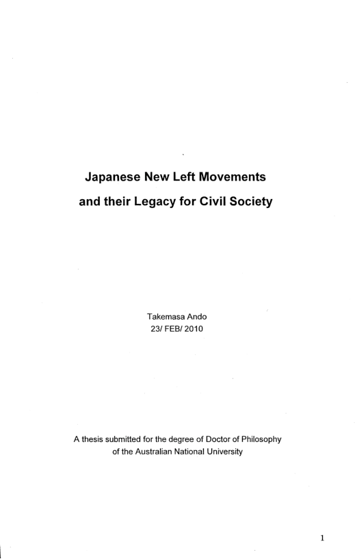 (PDF) Japanese new left movements and their legacy for civil society