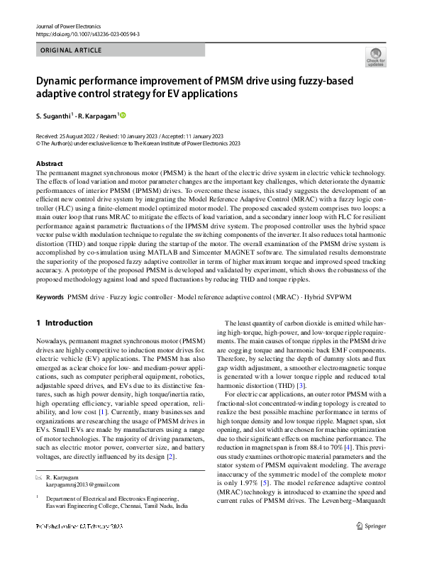 (PDF) Dynamic performance improvement of PMSM drive using fuzzy-based adaptive control strategy ...