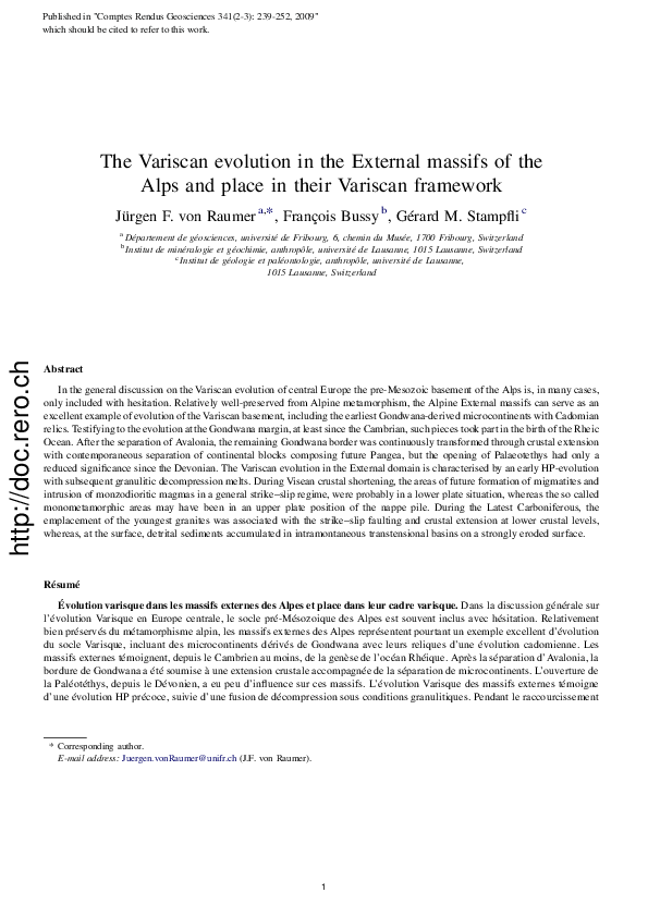 (PDF) The Variscan evolution in the External massifs of the Alps and ...