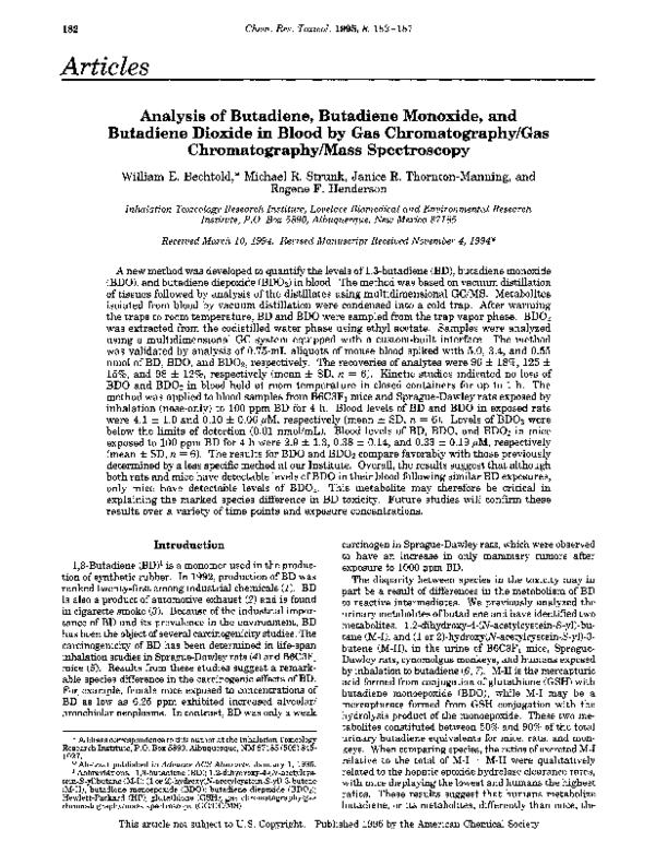 (PDF) Analysis of Butadiene, Butadiene Monoxide, and Butadiene Dioxide ...