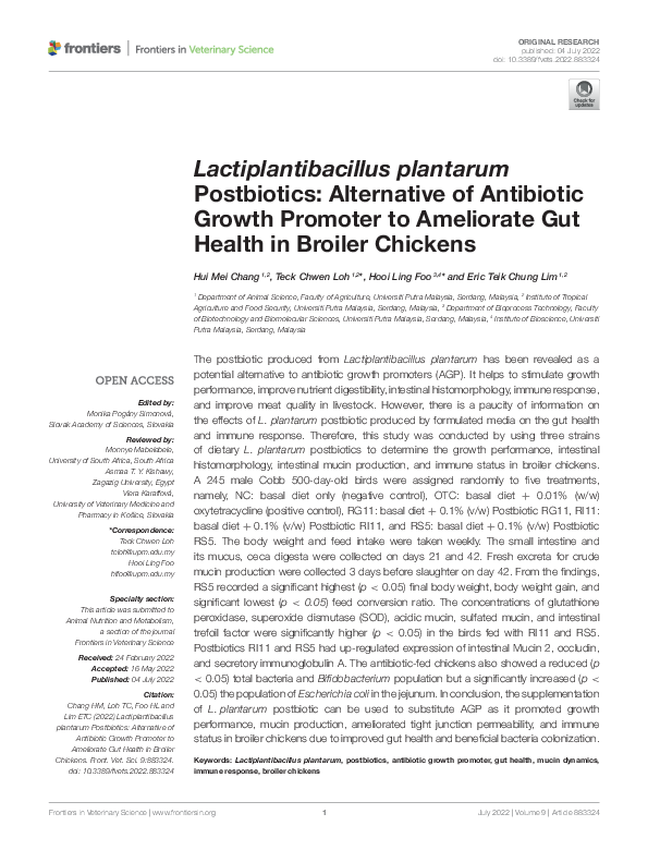 (PDF) Lactiplantibacillus plantarum Postbiotics: Alternative of ...