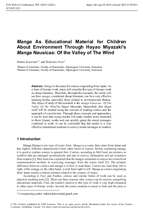 (PDF) Manga As Educational Material for Children About Environment ...