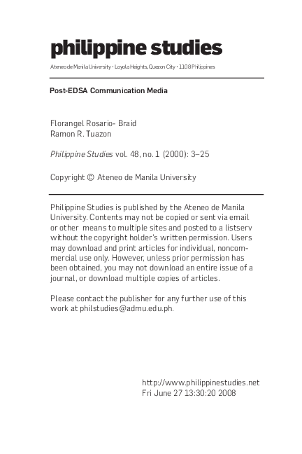 (PDF) Post-EDSA Communication Media