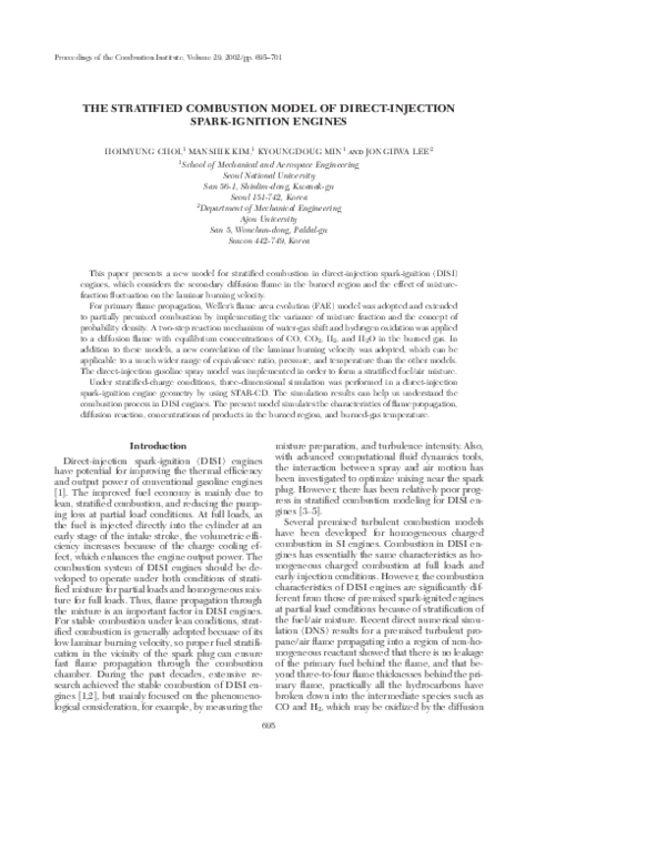 (PDF) The stratified combustion model of direct-injection spark-ignition engines