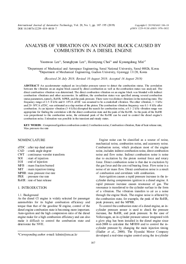 (PDF) Analysis of Vibration on an Engine Block Caused by Combustion in ...