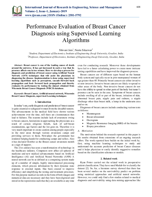(PDF) Performance evaluation of breast cancer diagnosis with ...