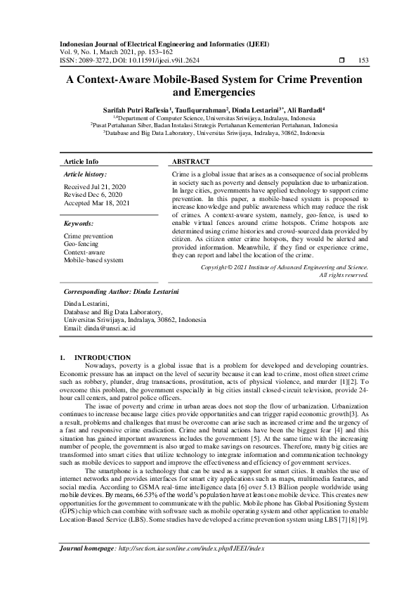 (PDF) A Context-Aware Mobile-Based System for Crime Prevention and Emergencies
