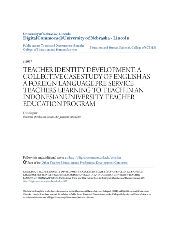 (PDF) Teacher Identity Development: A Collective Case Study of English ...