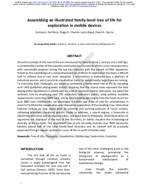 (PDF) Assembling an illustrated family-level tree of life for exploration in mobile devices