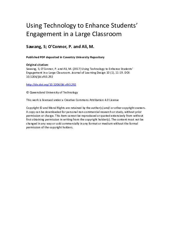 (PDF) IEngage: Using Technology to Enhance Students’ Engagement in a ...