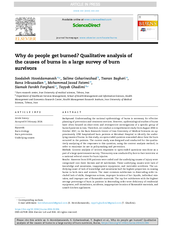 (PDF) Why do people get burned? Qualitative analysis of the causes of ...