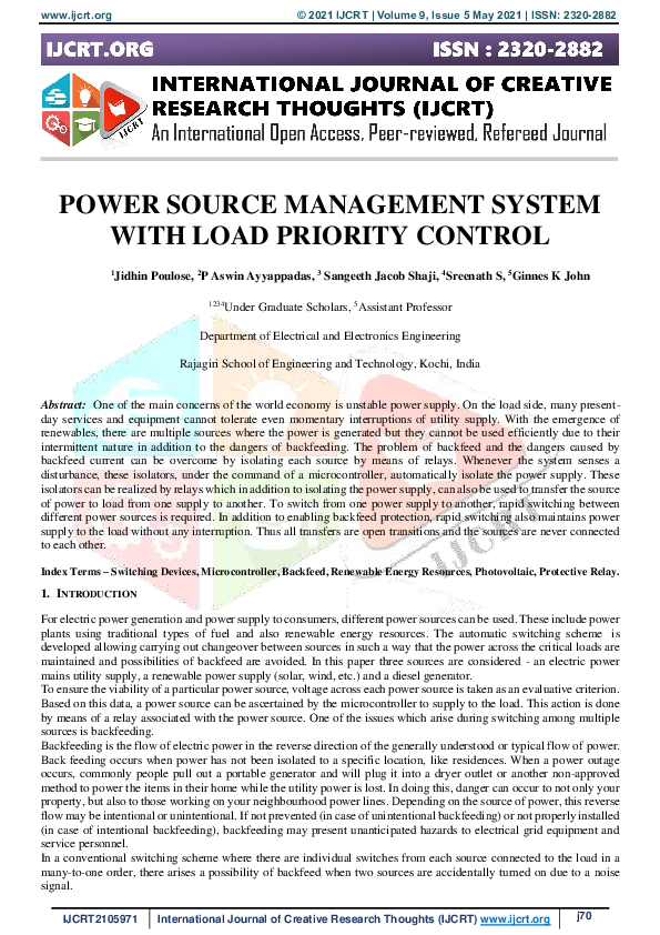 (PDF) Power Source Management System with Load Priority Control