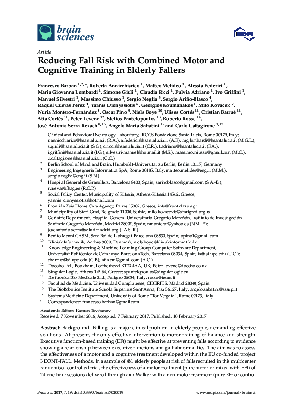 (PDF) Combined Motor and Cognitive Training Reduces Fall Risk in Elderly