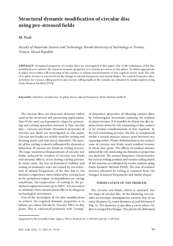 (PDF) Structural dynamic modification of circular disc using pre ...