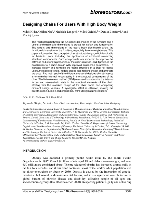 (PDF) Designing chairs for users with high body weight