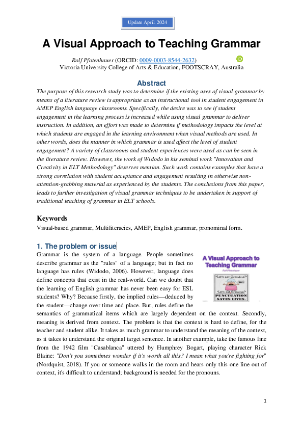 (PDF) A Visual Approach to Teaching Grammar