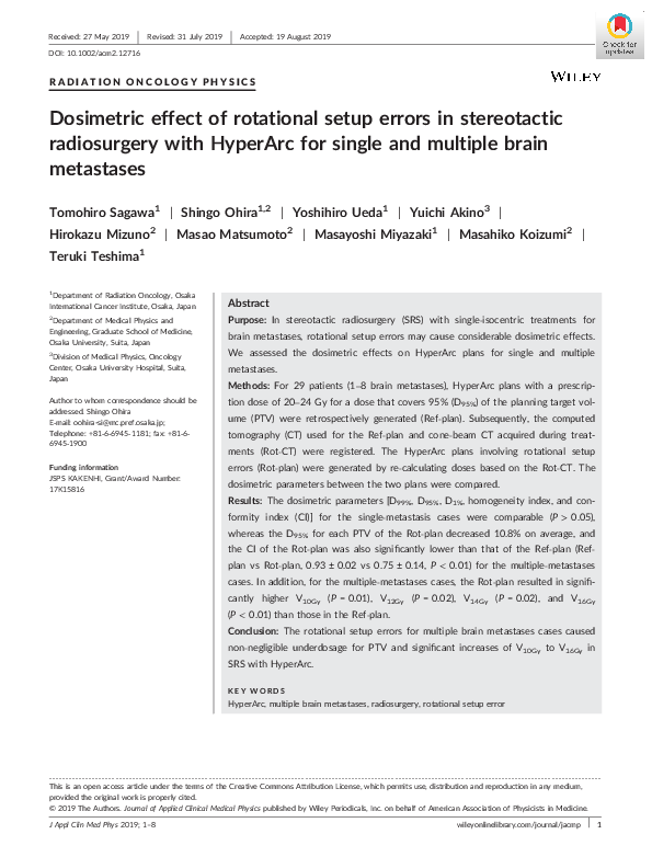 Pdf Dosimetric Effect Of Rotational Setup Errors In Single Isocenter